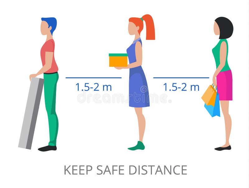 Keep Safe Distance Concept, Modern Flat Design Vector Illustration ...