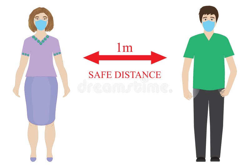 Keep Safe Distance 1 M. Coronavirus Preventive Measures Stock Vector ...