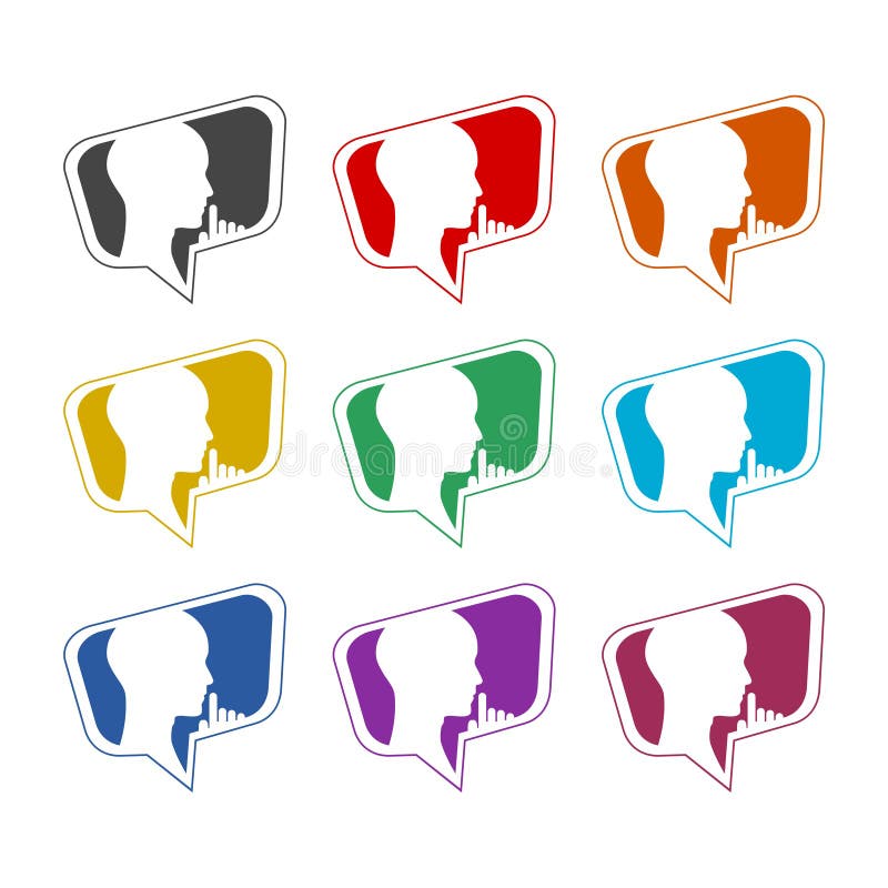 Keep Silence Concept Icon or Logo, Color Set Stock Vector ...