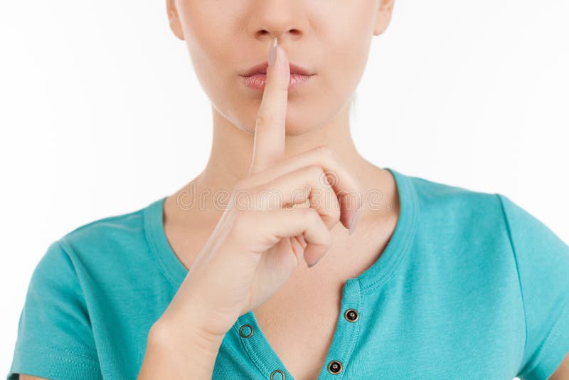 Keep silence. stock image. Image of female, silence, hand - 35753809
