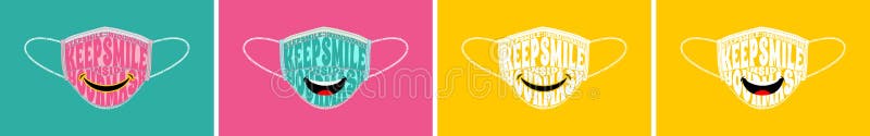 Keep Smile Inside Your Mask Text Wrap Vector Illustration, Isolated on ...