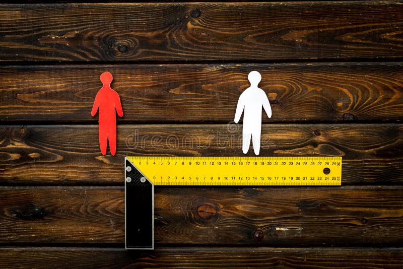 Keep Social Distance Concept with Two Man Figures and Metal Ruler Stock ...