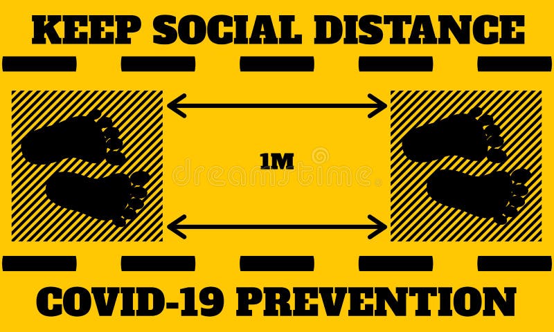 Keep Social Distance 1 Metre Covid-19 Prevention Illustration. Stock ...