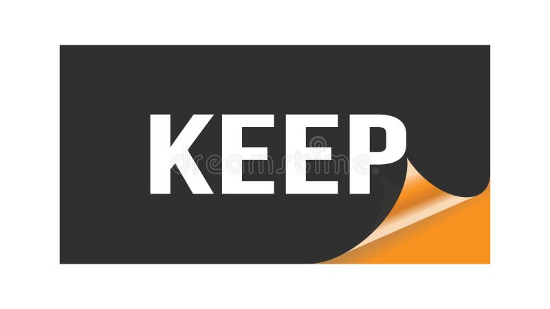 KEEP Text Written on Black Orange Sticker Stock Illustration ...