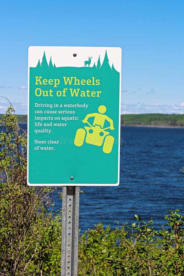 Keep Wheels Out of Water Sign Along a Lakeshore Stock Photo - Image of ...