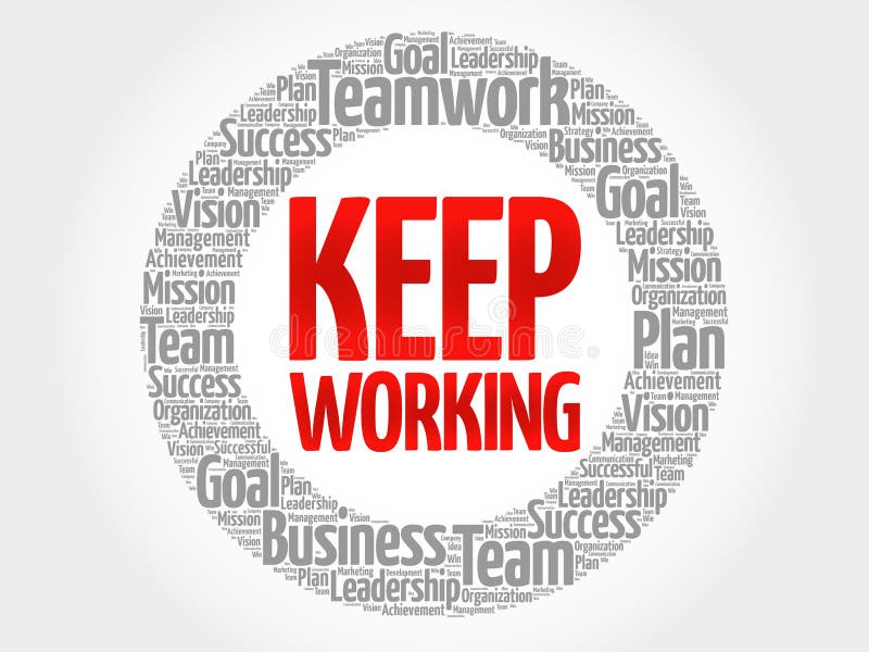 Keep Working Circle Word Cloud Stock Illustration - Illustration of ...