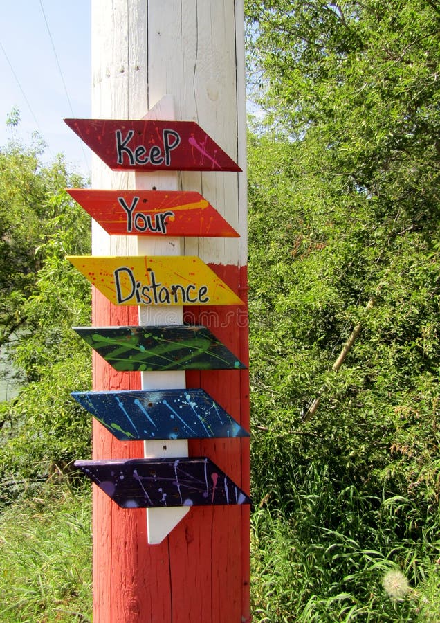 Keep Your Distance Colorful Sign Stock Image - Image of corona, health ...