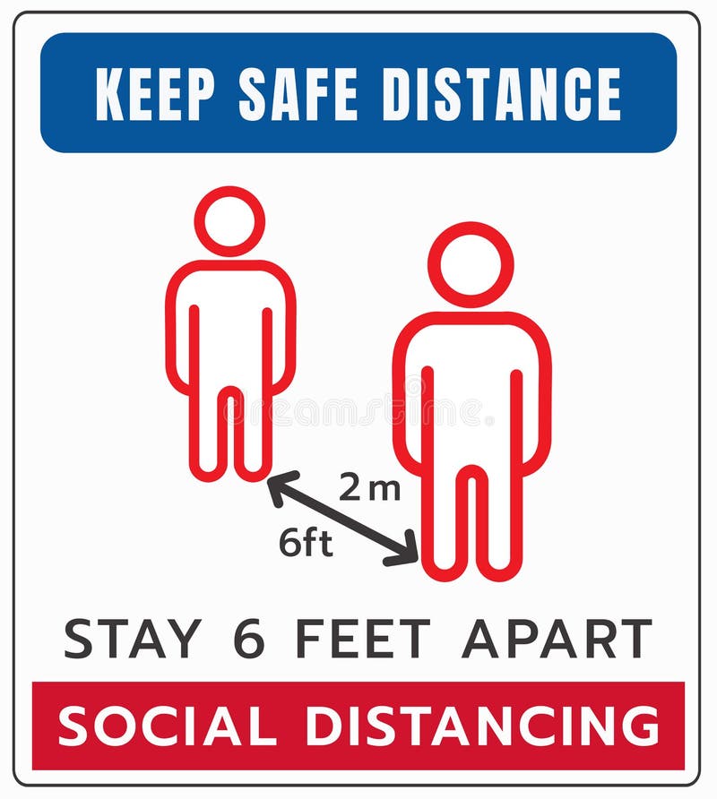 Keep Your Distance Sign. Stop Wait Here Floor Sticker. Social ...
