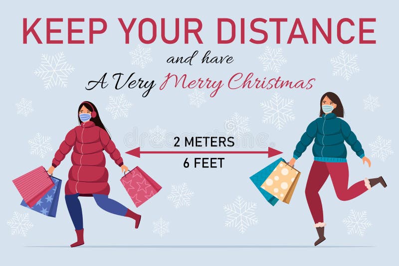 Social Distance during Christmas Holiday Stock Vector - Illustration of ...