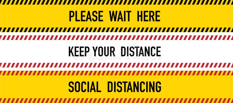 Keep Your Distance Yellow Warning Tape Stock Vector - Illustration of ...
