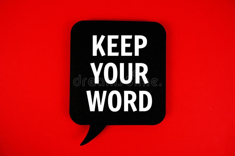 Keep Your Word Text with Speech Bubble on Red Background Stock Image ...