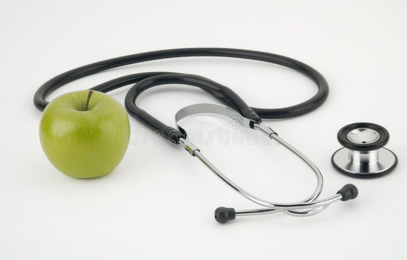 Keep Yourself Healthy by Consuming Nutritious Foods. Stethoscope, Apple ...