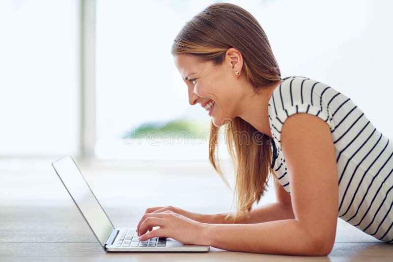 Keeping Connected Over Long Distance. a Young Woman Browsing the ...