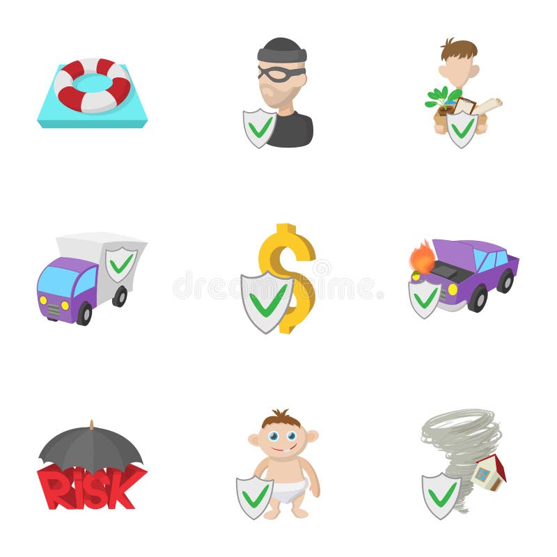 Keeping Icons Set, Cartoon Style Stock Vector - Illustration of ...
