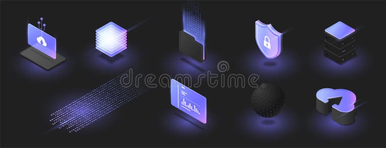 Keeping, Protecting and Sharing Isometric Data Stock Vector ...