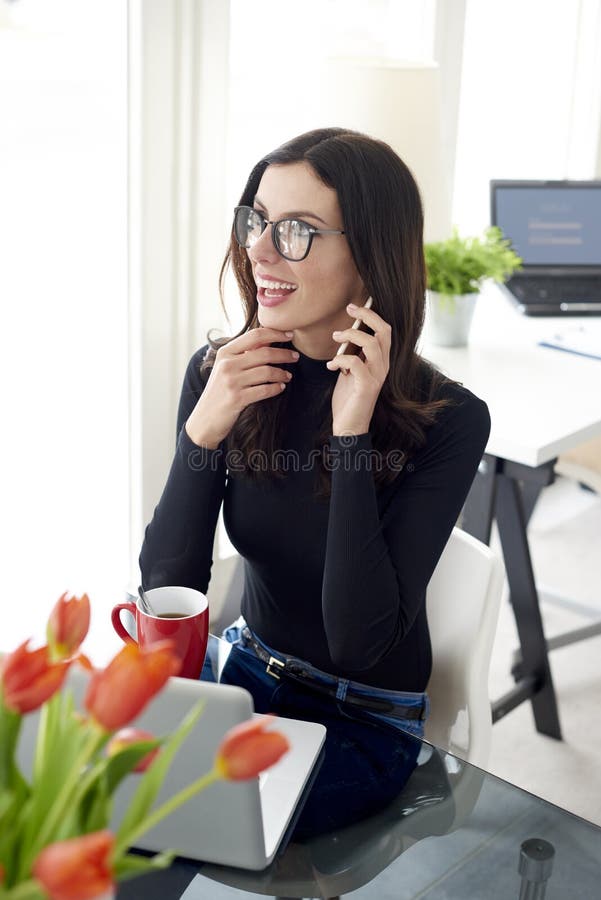 Keeping in Touch with Clients Stock Image - Image of marketing, smiling ...
