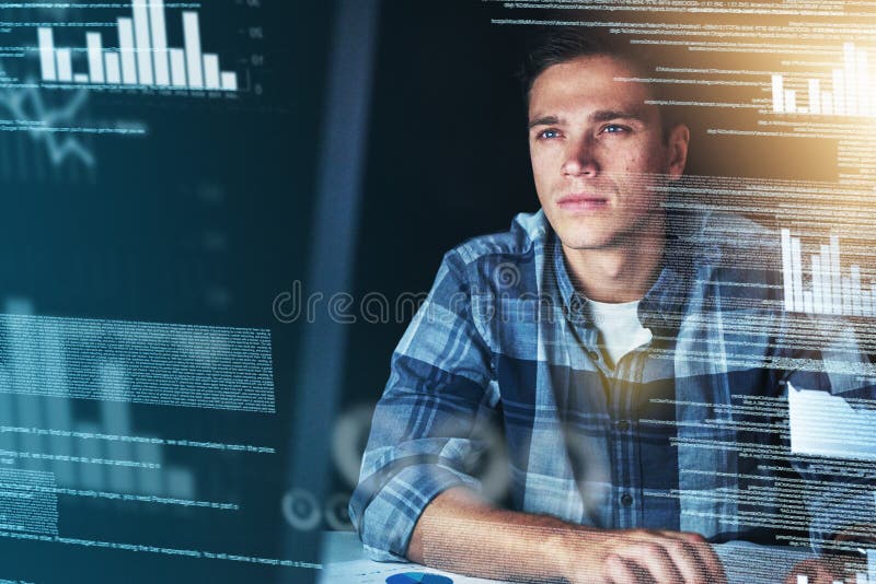 Keeping Track of Everything. a Handsome Young Male Programmer at Work ... Keeping Track of Everything. a Handsome Young Male Programmer at Work ...
