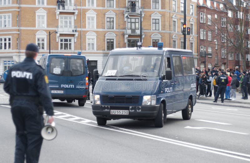 Keeping a Watchful Eye.... Shot of Police during a Protest. Stock Photo ...