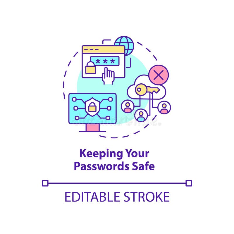 Keeping Your Passwords Safe Concept Icon Stock Vector - Illustration of ...