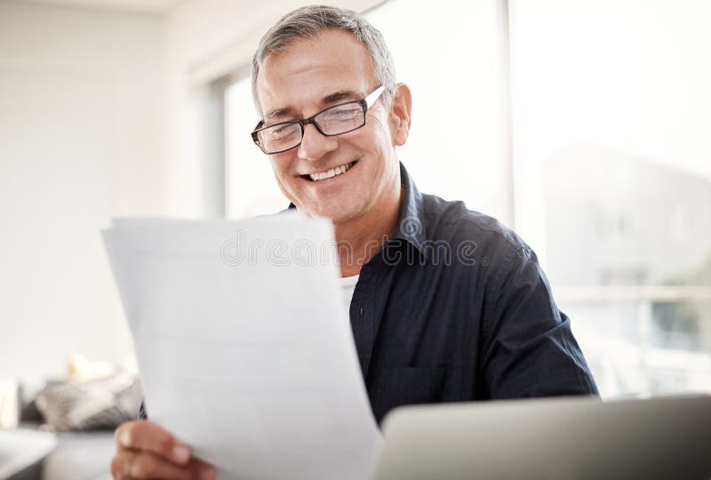 He Keeps an Accurate Account of All His Paperwork. a Mature Man Going ...