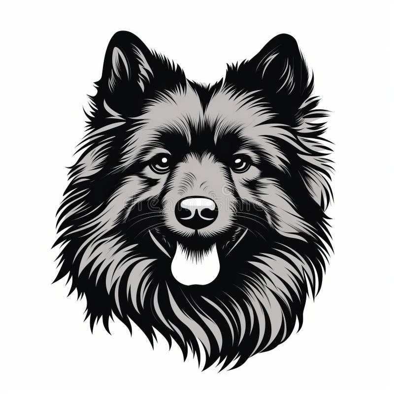 Customizable Keeshond Face Silhouette Vector Illustration Design Stock ...