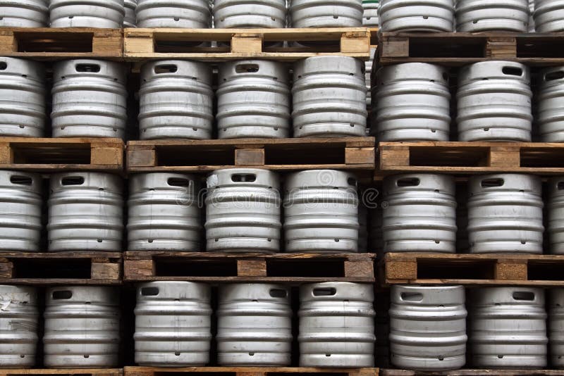 Kegs of Beer in Regular Rows Stock Photo - Image of kegger, winery ...