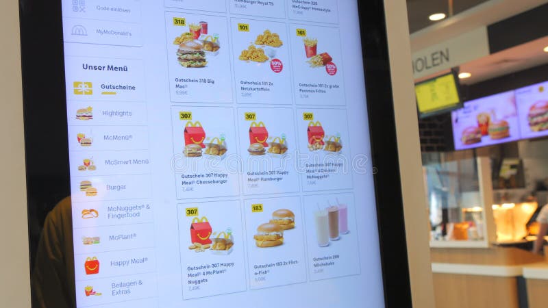 Kehl, Germany - September 17, 2023: Digital Order Screen. a Man Makes ...