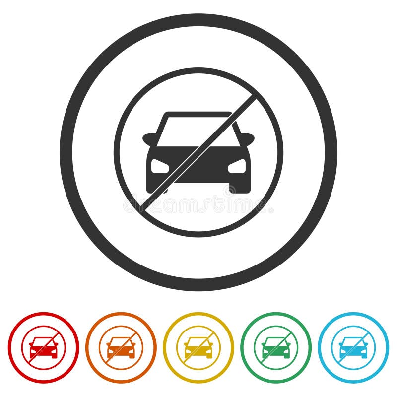 Kein Auto Oder Kein Parkplatz Verkehrszeichen Farbsatz Vektor Abbildung ...