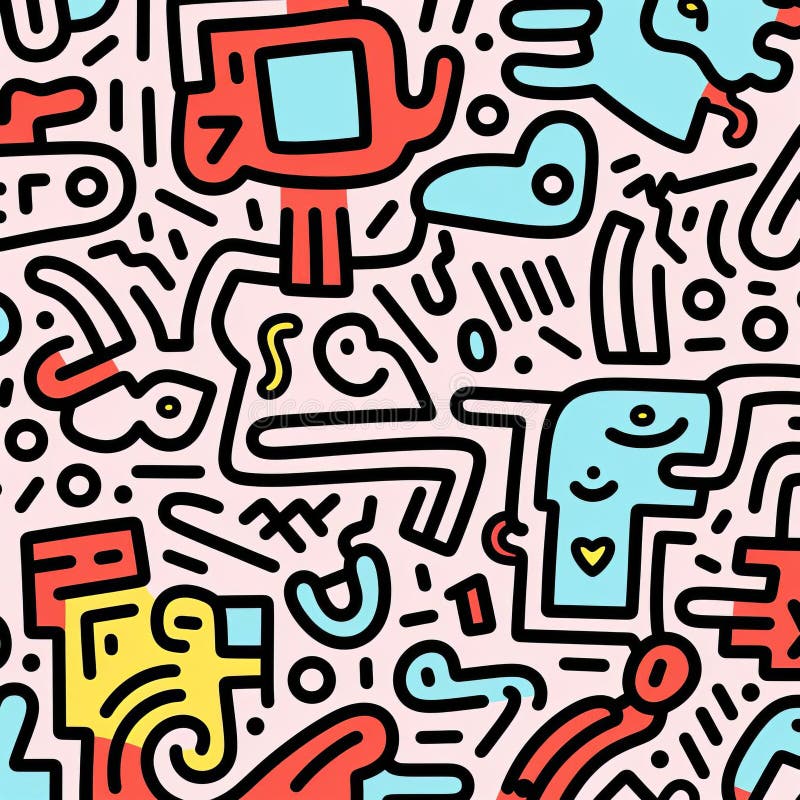 Keith Haring Inspired Minimalist Background Line Drawing Art Stock ... Keith Haring Inspired Minimalist Background Line Drawing Art Stock ...