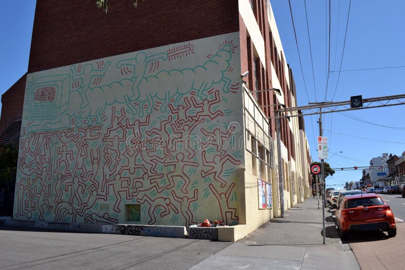 Keith Haring`s Graffiti editorial stock image. Image of artist - 95454494