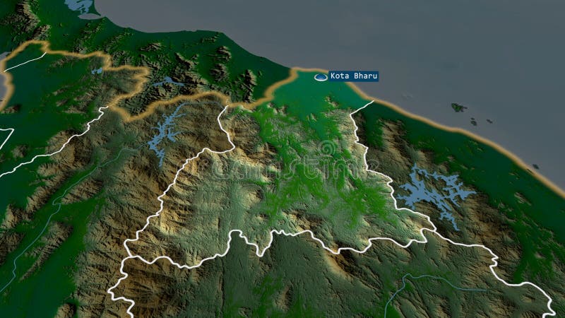 Kelantan, Malaysia - Highlighted with Capital. Physical Stock ...