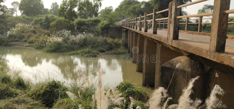 Small River and Bridge. India Stock Photo - Image of river, small ...