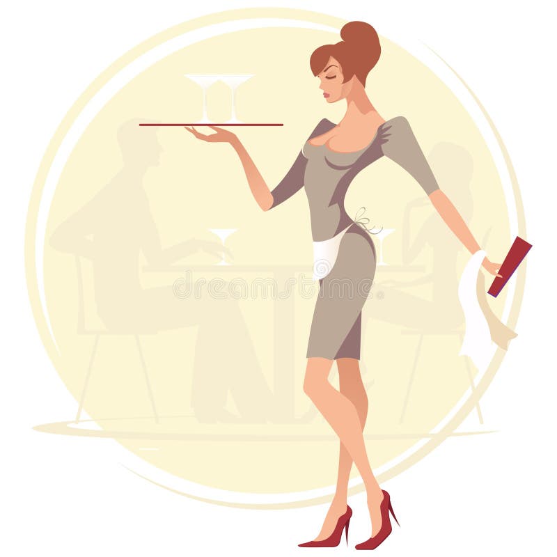 Logo-Kellner Und -Kellnerin Silhouette Vektor Abbildung - Illustration ...