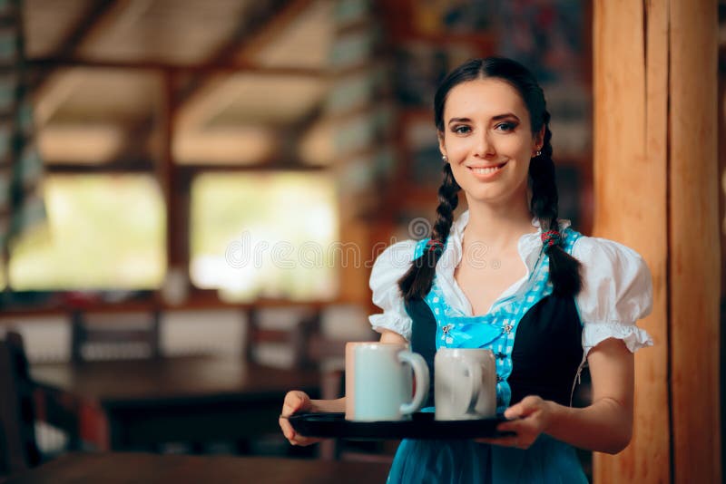 Kellnerin-Wearing Bavarian Oktoberfest-Dirndl-Kleid Stockfoto - Bild ...