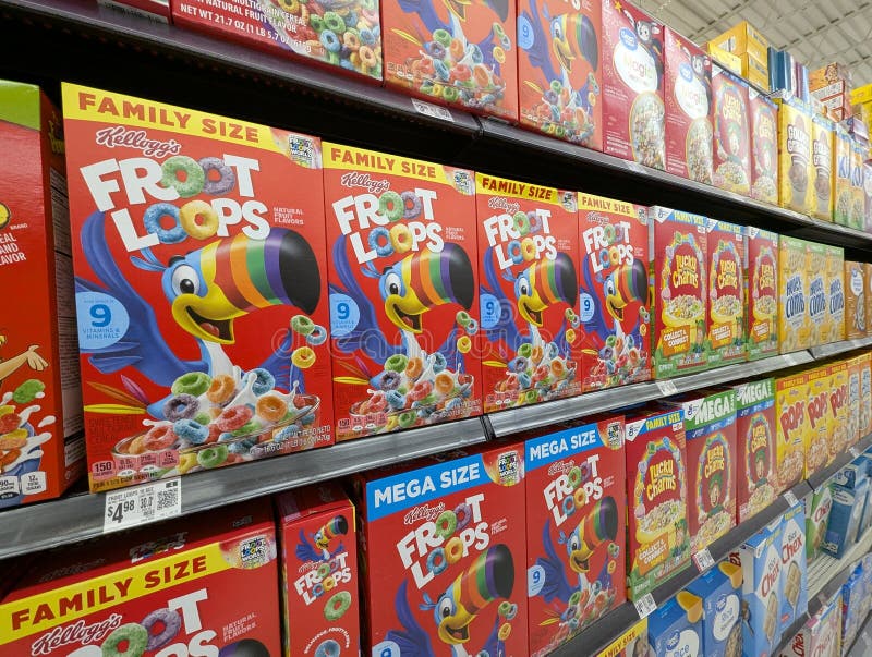 Kellogg S Cereal Boxes on Walmart Shelf Fruit Loops Editorial Stock ...