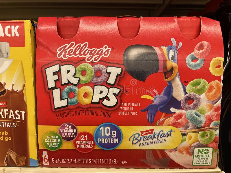 Kelloggs Froot Loops Desayuno Bebida 6 Pack Foto de archivo editorial ...