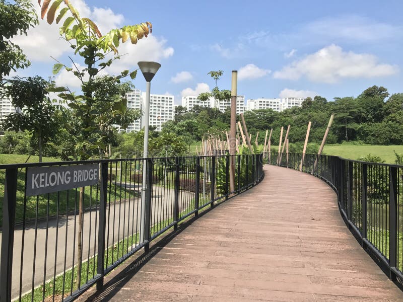 Kelong Bridge at Punggol Waterway Stock Image - Image of bridge ...