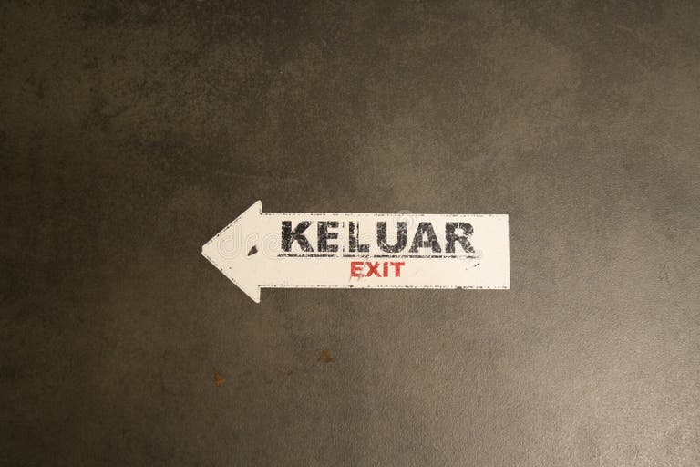 Keluar / Exit Sign on Black Wall Stock Image - Image of wood, design ...