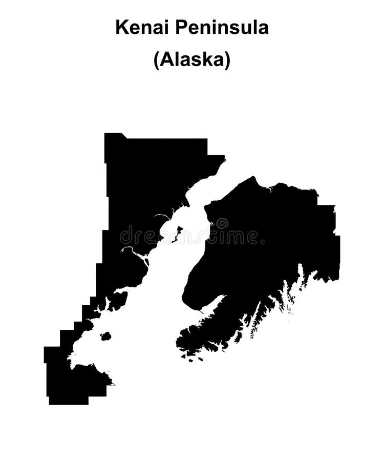 Kenai Peninsula Outline Map Stock Illustration - Illustration of county ...