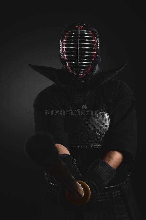 Kendo Fighter with Shinai Bamboo Sword Tradition Kendo Armor Stock ...
