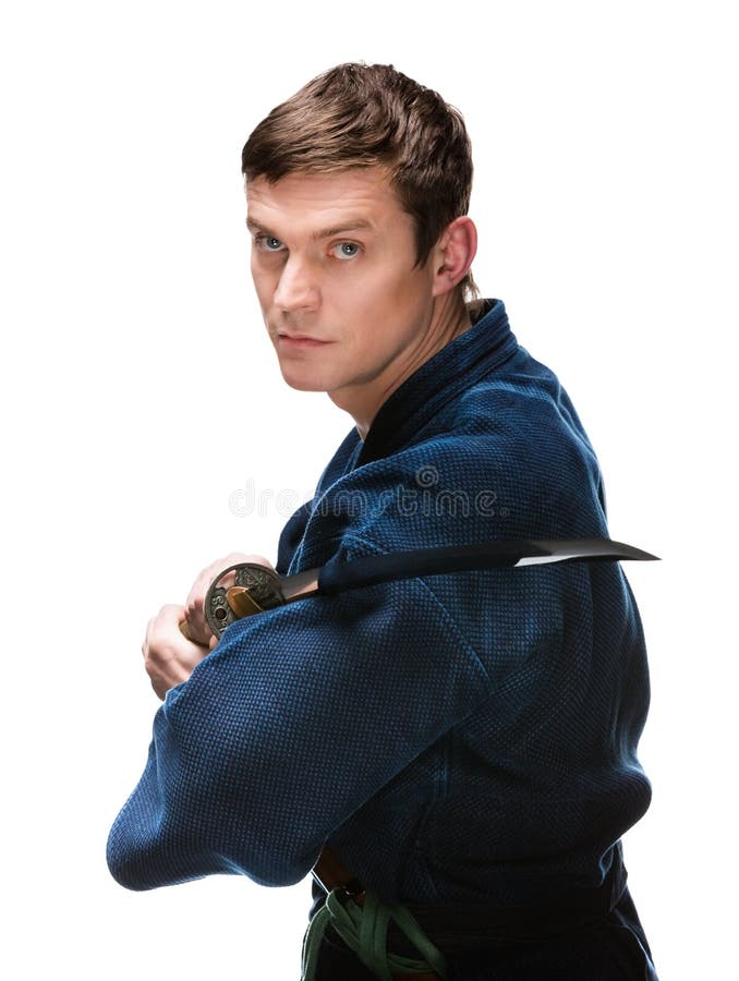 Kendoka in Hakama Training with Sword Stock Image - Image of asian ...