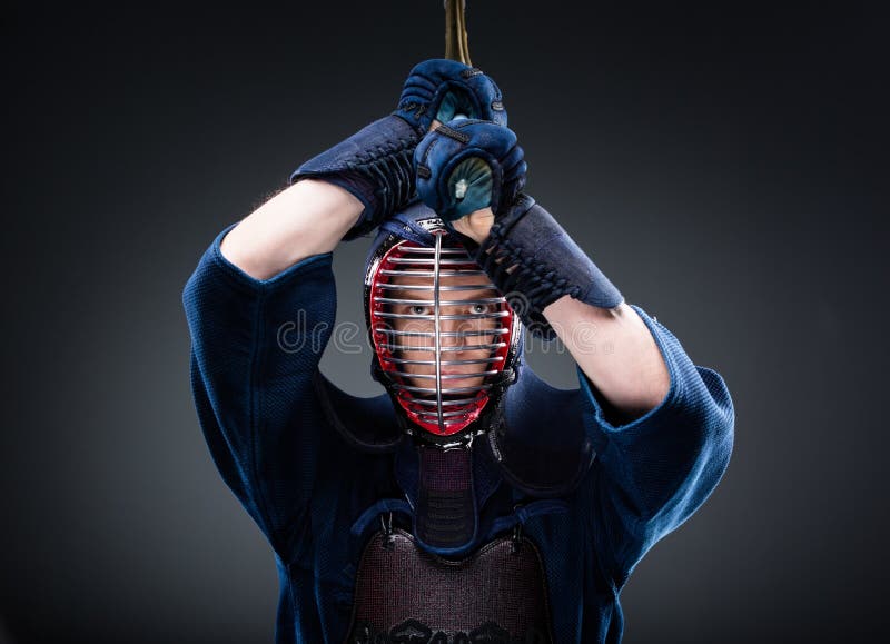Kendoka with bokuto stock image. Image of grille, hold - 30687873