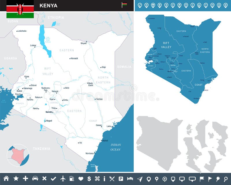 Kenia - Mapa Infographic - Ejemplo Detallado Del Vector Stock de ...