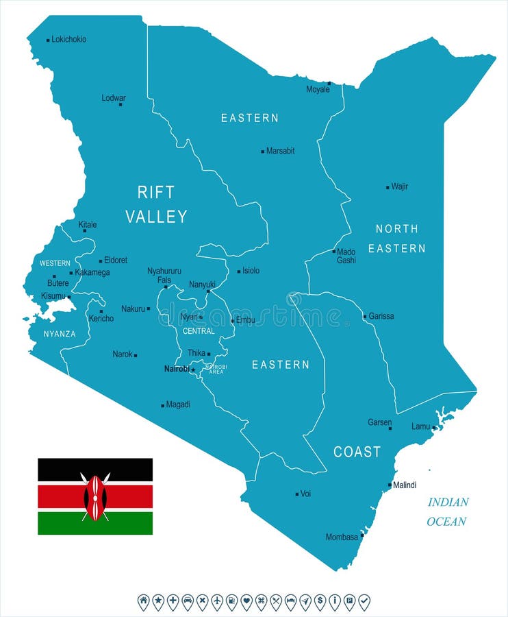 Kenia - Mapa Y Bandera - Ejemplo Detallado Del Vector Stock de ...