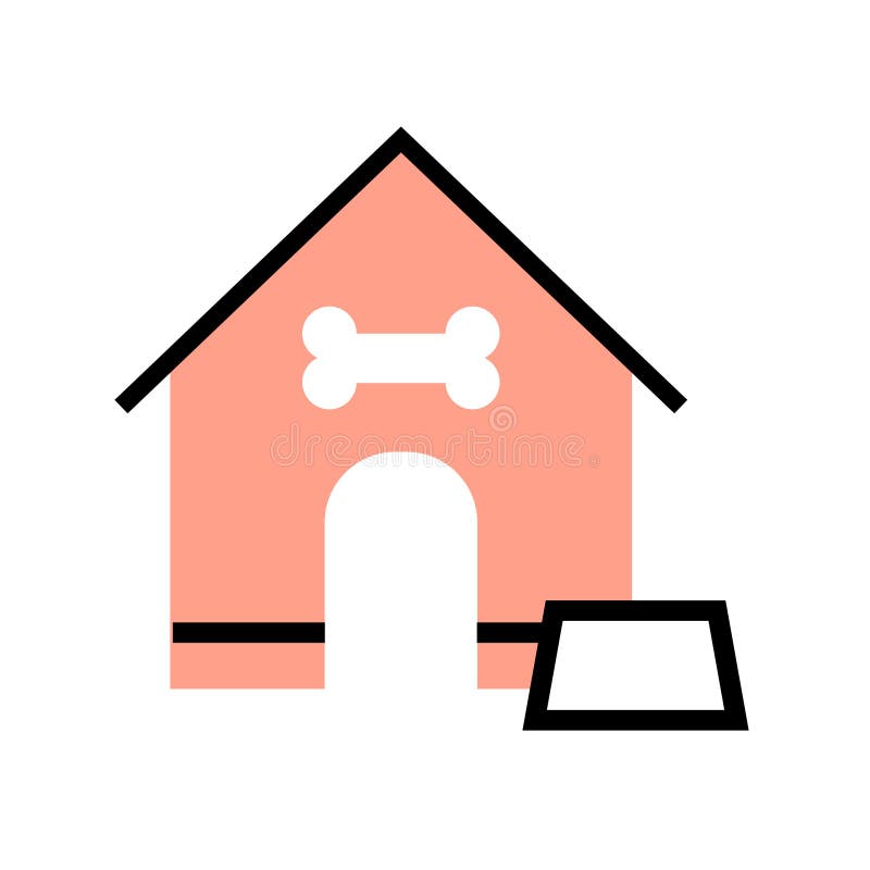 Kennel FlatOutline Illustration Stock Vector - Illustration of kennel ...