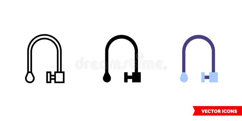 Kensington Lock Icon Of 3 Types Color Black And White Outline