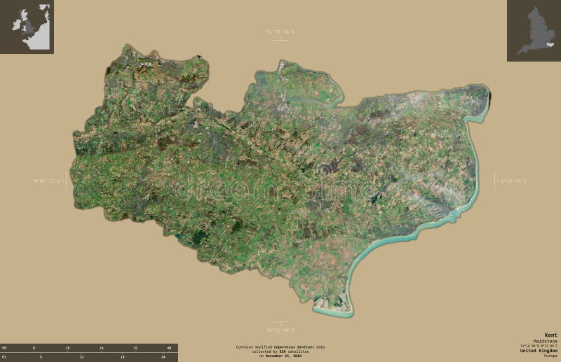 Kent, United Kingdom - Composition. Sentinel-2 Satellite Stock ...