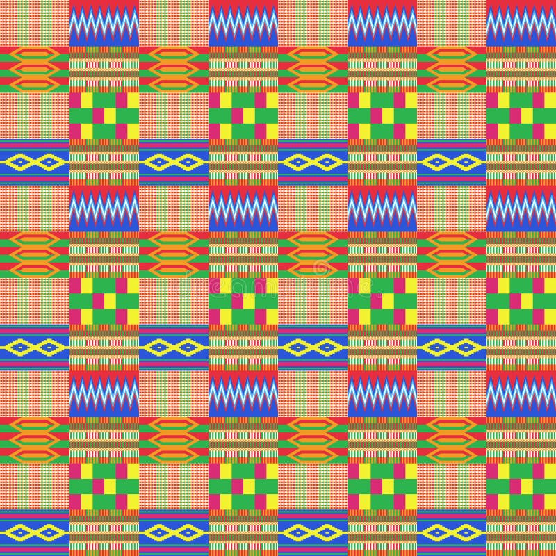 Kente Cloth Seamless Pattern Stock Illustration - Illustration of ...