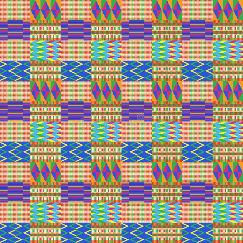 Kente Cloth Seamless Pattern Stock Illustration - Illustration of ...