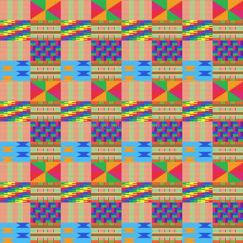 Kente Cloth Seamless Pattern Stock Illustration - Illustration of dress ...